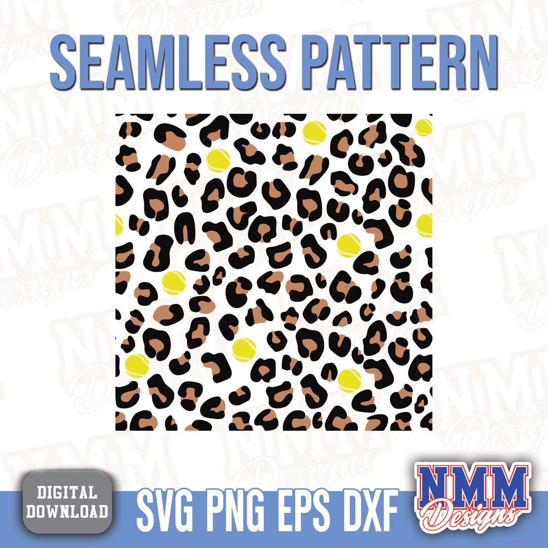 Seamless Softball Leopard Print SVG PNG | Animal Print Pattern Clipart ...