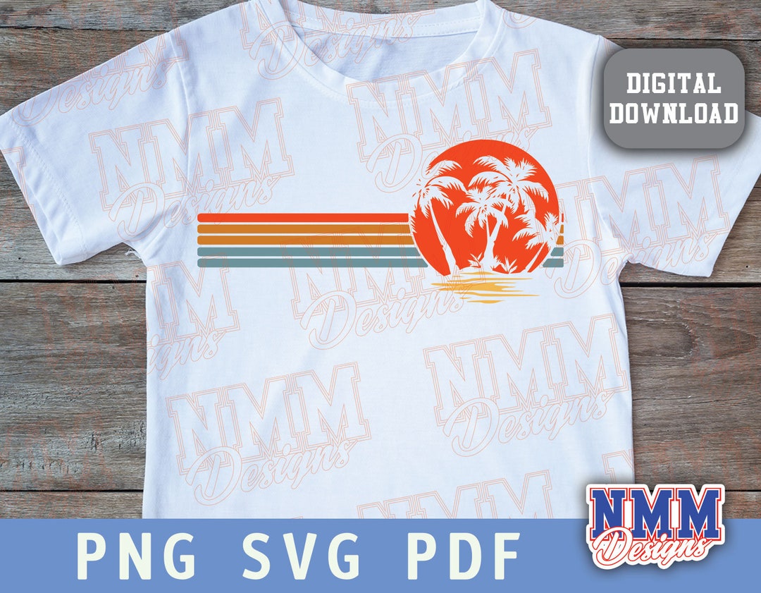 Tropical Palm Trees Sunset SVG: Beach Vacation Design (digital Download ...