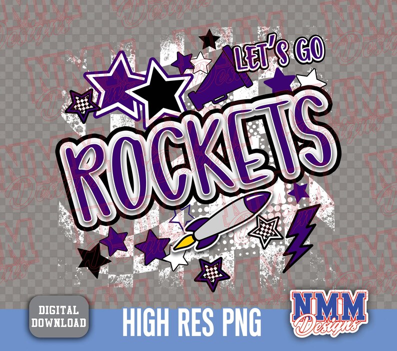 Cheer Rockets Preppy Mascot Png | Digital Download | Purple Black White ...