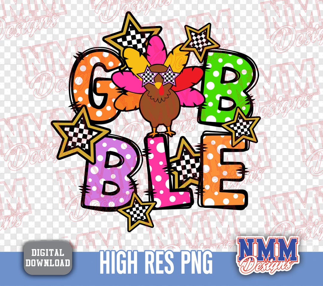 Preppy Turkey Gobble PNG: Neon Thanksgiving Digital Download - Etsy
