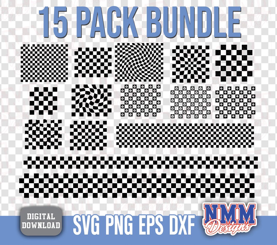 Distressed Checkers Pattern SVG Bundle, Retro Grunge (digital Download ...