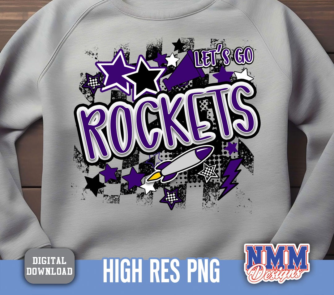 Cheer Rockets Preppy Mascot Png | Digital Download | Purple Black White ...