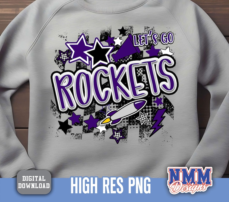 Cheer Rockets Preppy Mascot Png | Digital Download | Purple Black White ...