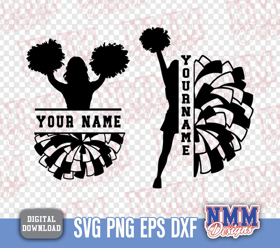Split Cheerleader & Pom Pom SVG: DIY Cheerleader Apparel (digital ...