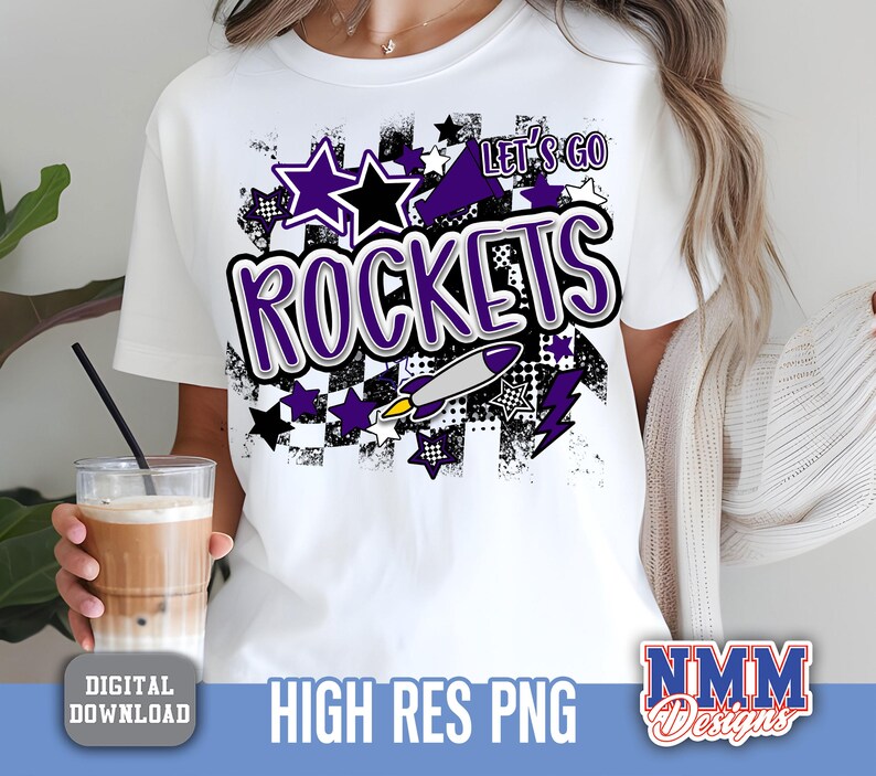 Cheer Rockets Preppy Mascot Png | Digital Download | Purple Black White ...