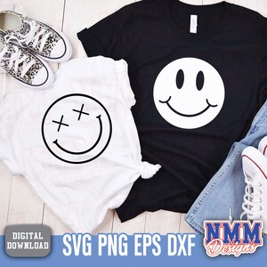 Retro Smiley Face SVG PNG Bundle - Digital Cut Files for Crafts, DIY ...