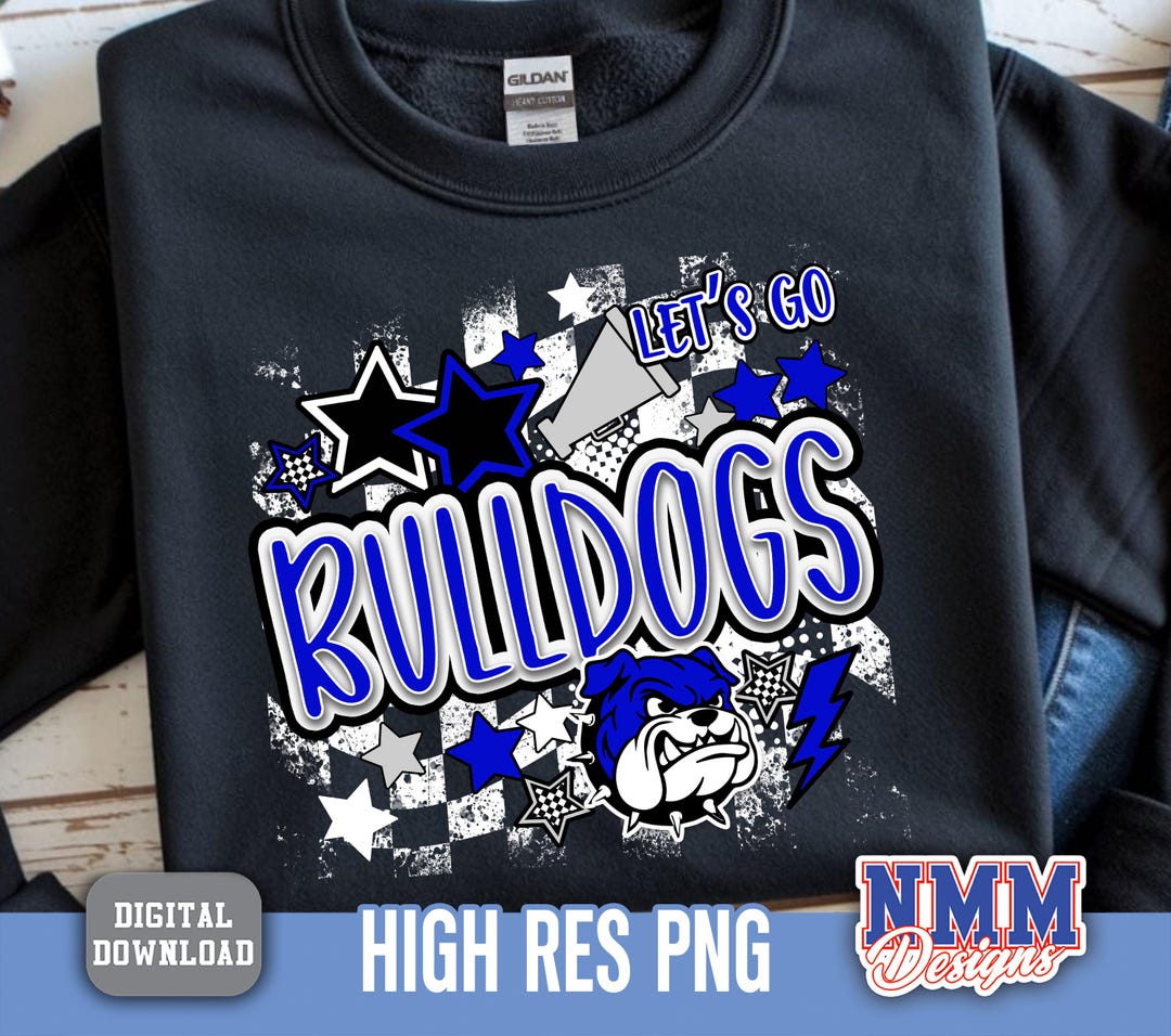 Let's Go Bulldogs Preppy Mascot Png | Digital Download | Blue Black ...