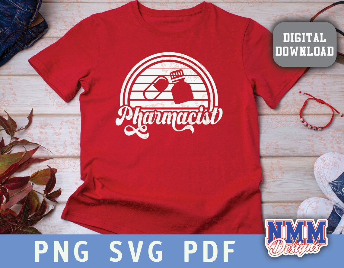 Retro Pharmacist SVG: Wavy Text Design, Cricut & Silhouette (digital ...