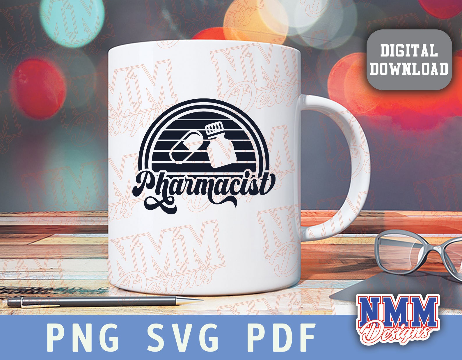 Retro Pharmacist SVG: Wavy Text Design, Cricut & Silhouette (digital ...