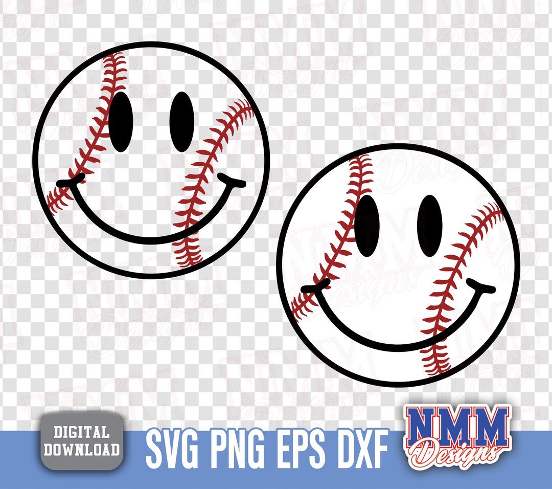 Baseball Smiley Face SVG Cut Files - Baseball SVG Clipart for Cricut ...