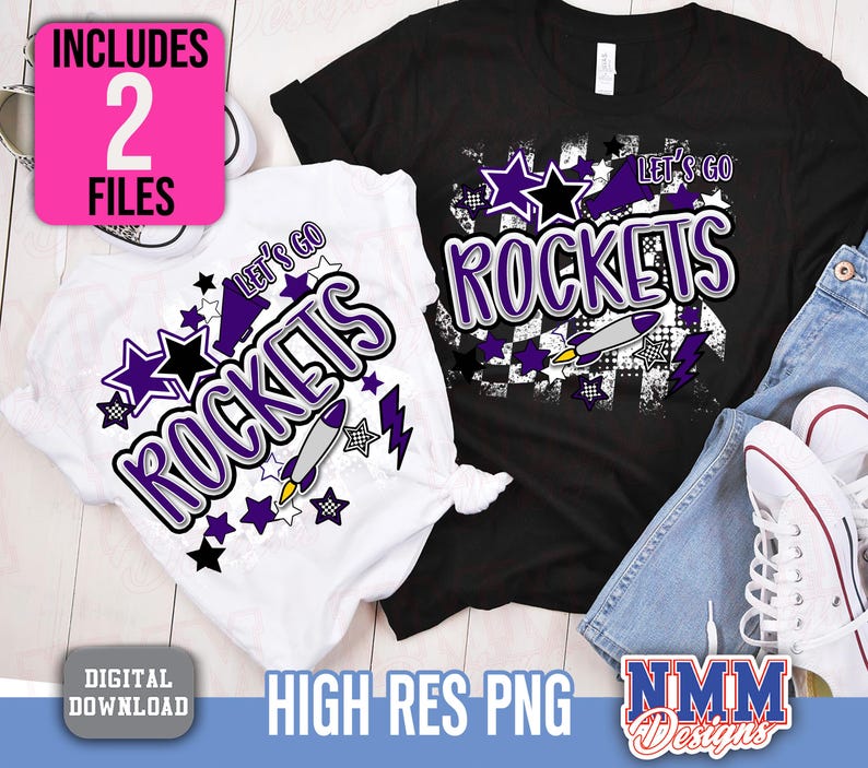 Cheer Rockets Preppy Mascot Png | Digital Download | Purple Black White ...