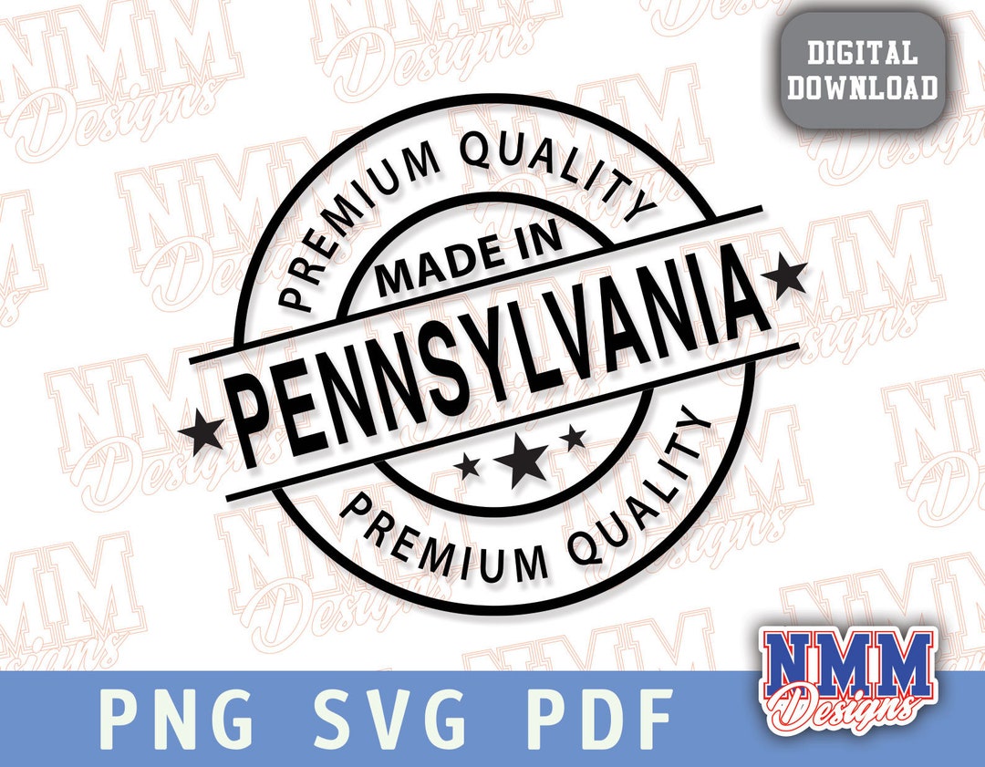 Pennsylvania State Stamp SVG: PA Silhouette Vector Design (digital ...