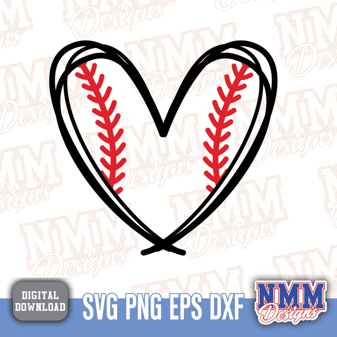 Baseball Heart Stitch SVG: Doodle Cut File (digital Download) - Etsy