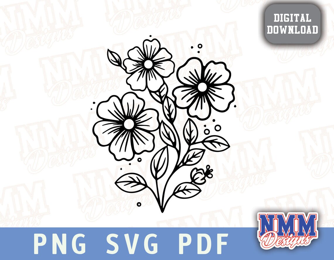 Flowers Svg Flower Clipart Flowers Simple Flower Instant - Etsy