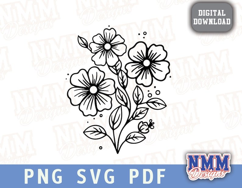 Flowers Svg Flower Clipart Flowers Simple Flower Instant - Etsy