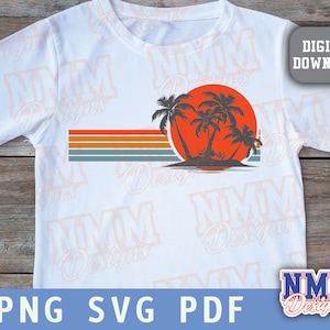 Tropical Palm Trees Sunset SVG: Beach Vacation PNG, PDF (digital ...