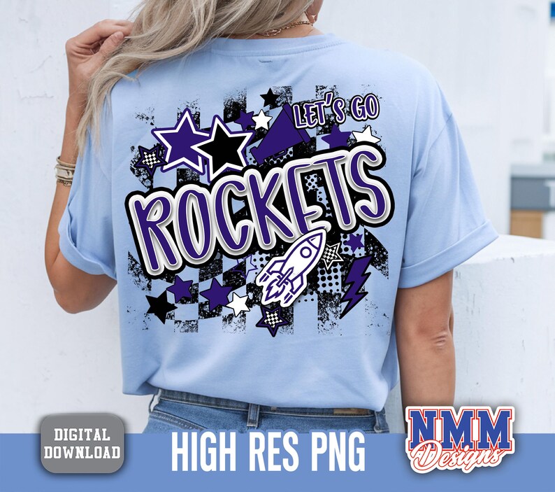 Cheer Rockets Preppy Mascot Png | Digital Download | Purple Black White ...
