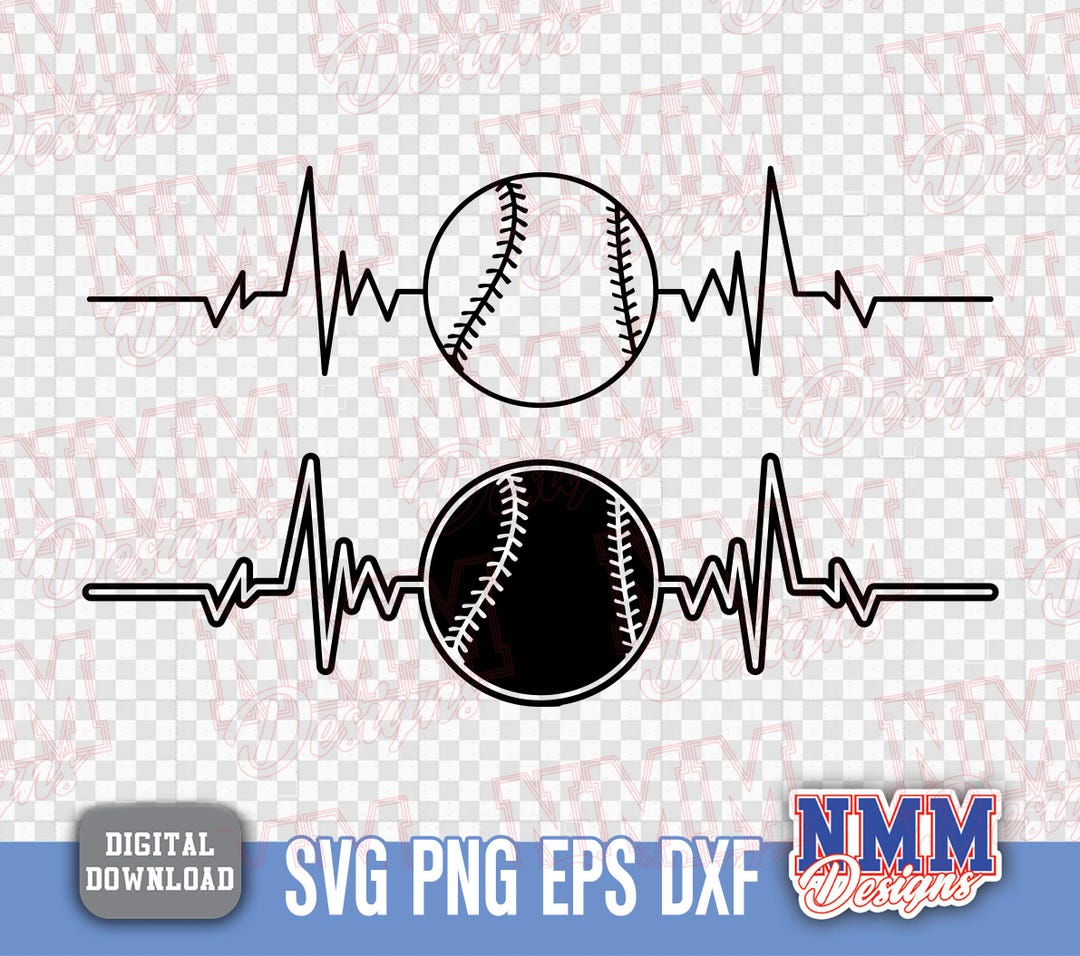Baseball Heartbeat SVG: Softball ECG Design (digital Download) - Etsy