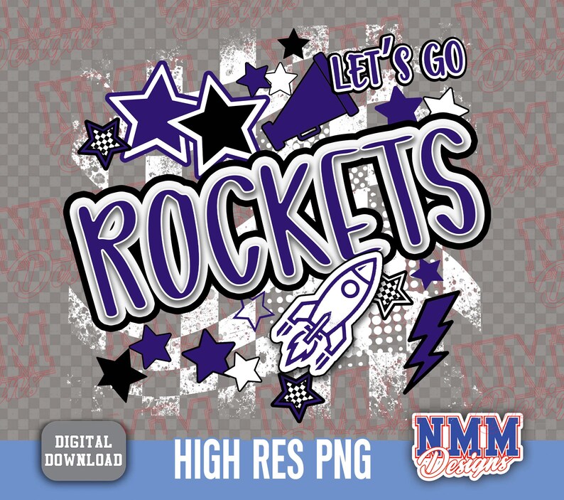 Cheer Rockets Preppy Mascot Png | Digital Download | Purple Black White ...