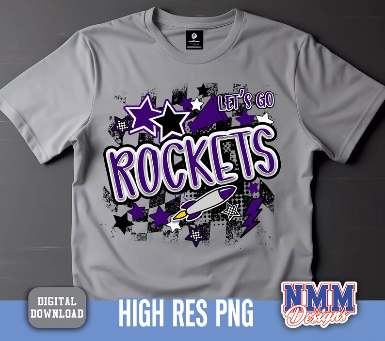 Cheer Rockets Preppy Mascot Png | Digital Download | Purple Black White ...