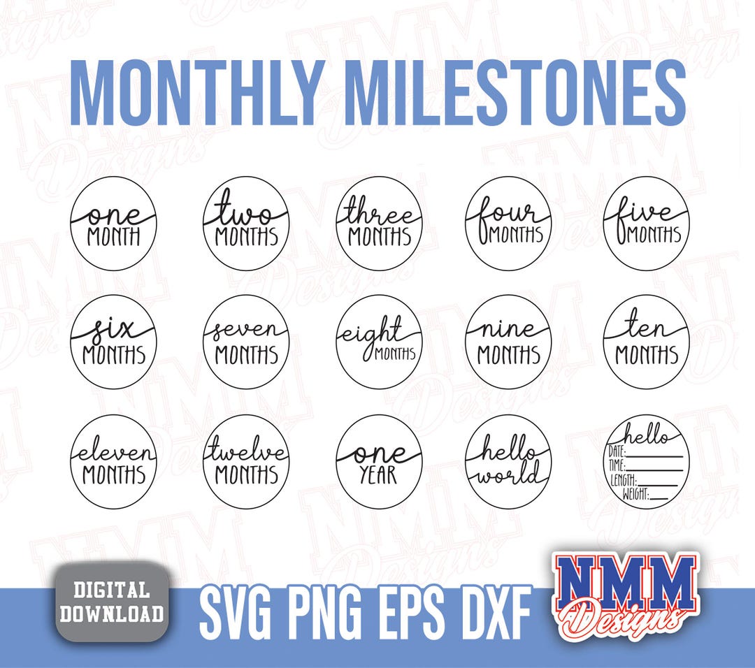 15 Baby Monthly Milestone Svg Bundle , Baby Monthly Milestone Rounds ...