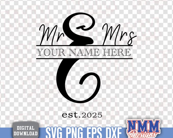 Mr. and Mrs. Monogram Svg Bundle, Family Monogram Svg, Wedding Split ...