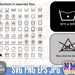 Laundry Symbol SVG Bundle | Cloth Care Symbols, Washing Instructions ...
