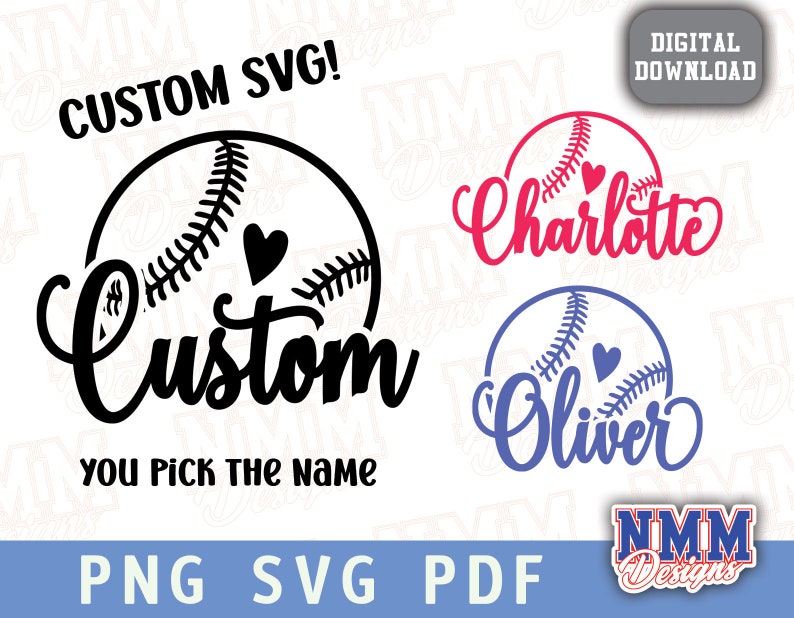 Custom Baseball Name SVG: Softball Team Spirit Cut File (digital ...