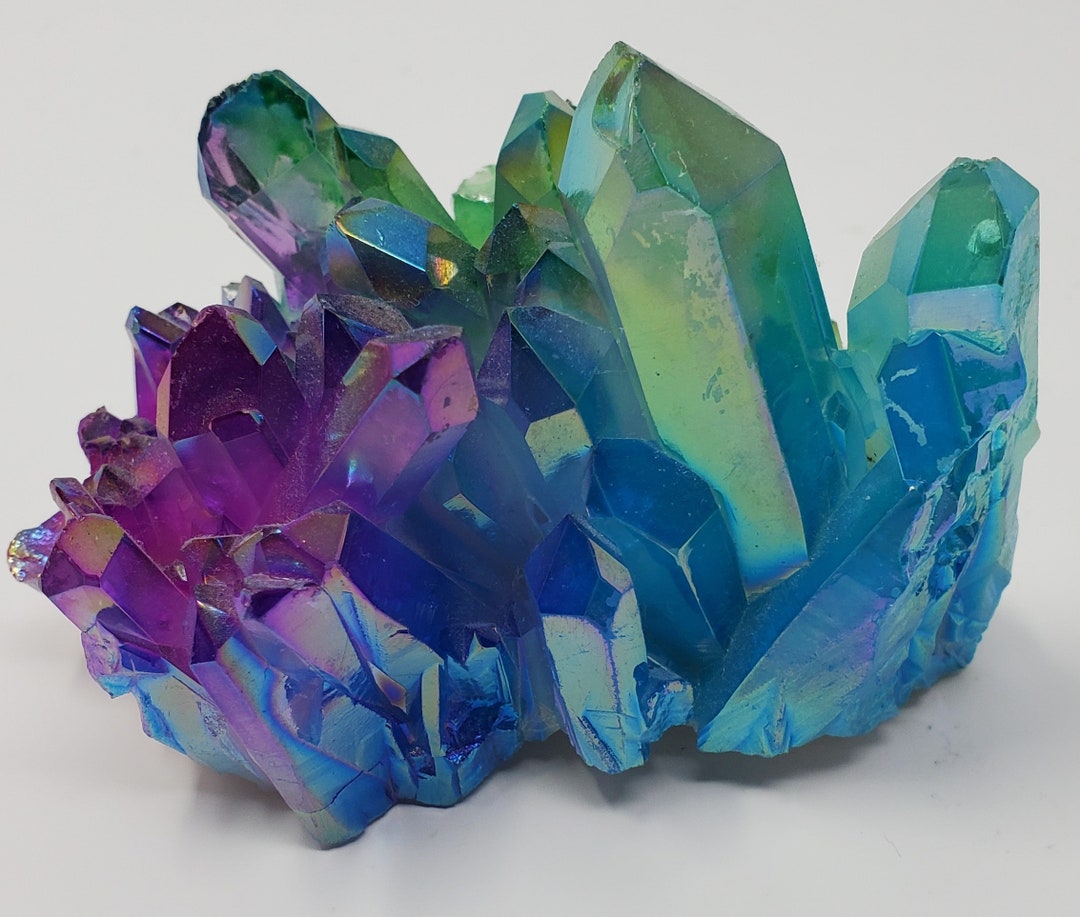 Iridescent Rainbow Aura Coated Quartz - Etsy