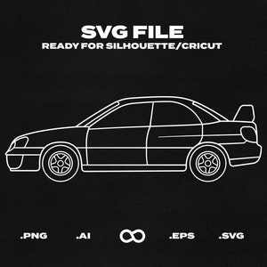 Subaru Impreza WRX Sti 2004 Car SVG/EPS Outline - Printable, Cricut ...