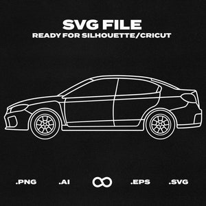 Subaru Impreza WRX 2017 Car SVG/EPS Vector Outline - Printable, Cricut ...