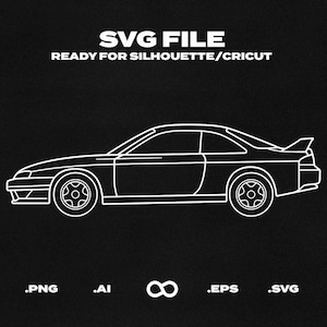 Nissan Silvia S14 Kouki 1998 Car SVG/EPS Outline - Printable, Scanncut ...