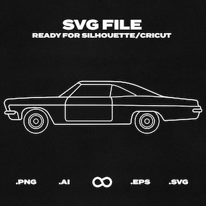 Impala SS Sport Coupe 1966 Car SVG/EPS Outline - Printable, Cricut ...
