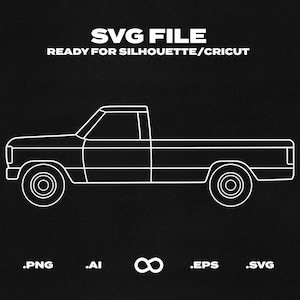 Ford F150 Ranger 1980 Vintage Pickup Truck SVG/EPS Vector Outline ...