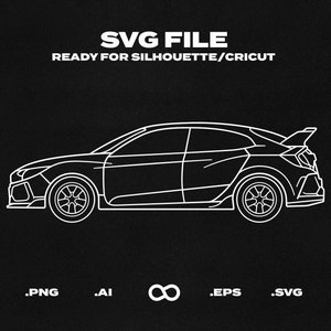 Honda Civic Type R 2020 Car SVG/EPS Outline - Printable, Scanncut ...