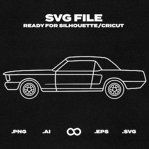 Ford Mustang GT 1965 Car SVG/EPS Vector File Outline - Printable ...