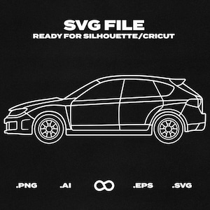 Subaru Impreza WRX Sti 5 Door Hatchback 2011-2014 Car SVG/EPS Outline ...