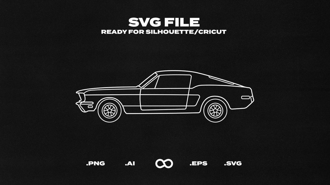 Ford Mustang GT Fastback Car SVG/EPS Outline - Printable, Cricut ...