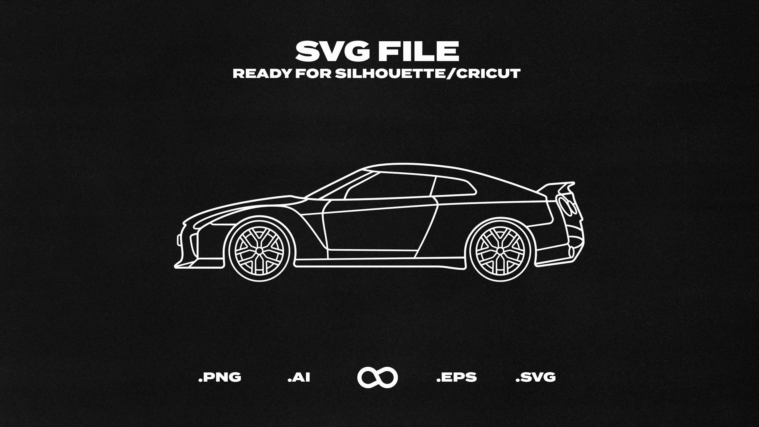 Nissan GT-R Car SVG/EPS Outline - Printable, Cricut & Silhouette File ...