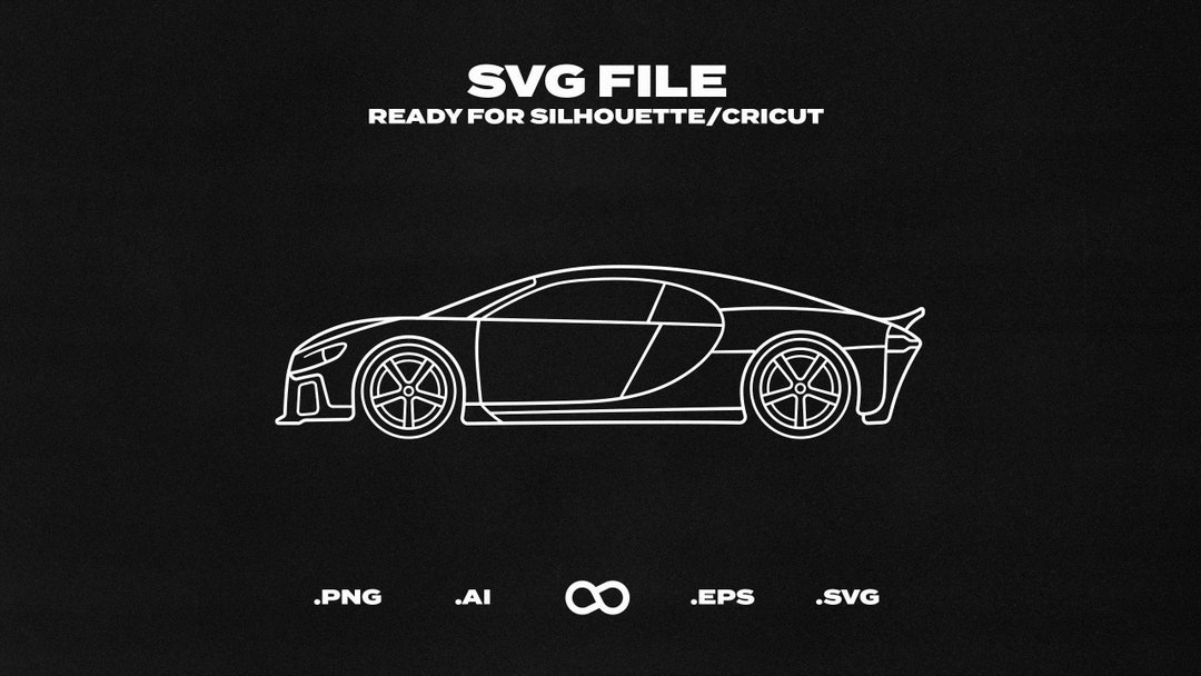 Bugatti Chiron Profilee Car SVG/EPS Outline - Printable, Cricut ...