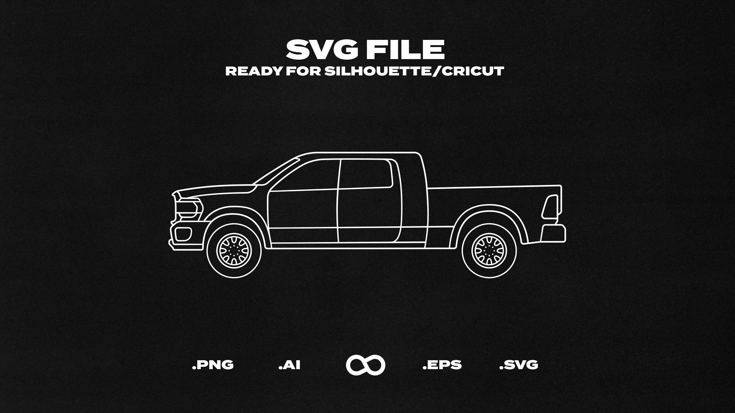RAM 2500 Mega Cab Pickup Truck SVG/EPS Outline - Printable, Cricut ...