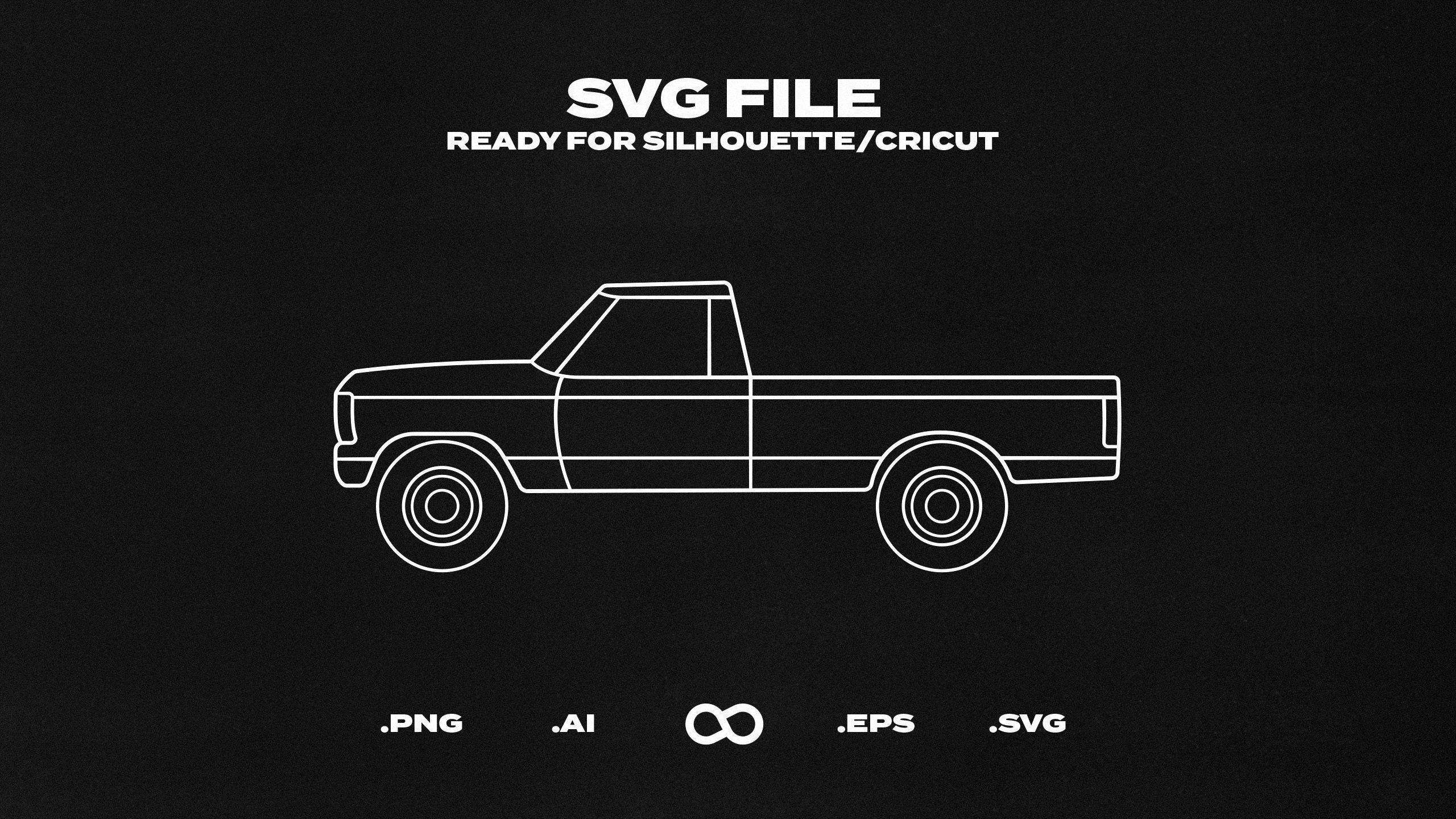 Ford F100 1978 Vintage Pickup Truck SVG/EPS Vector Outline - Printable ...