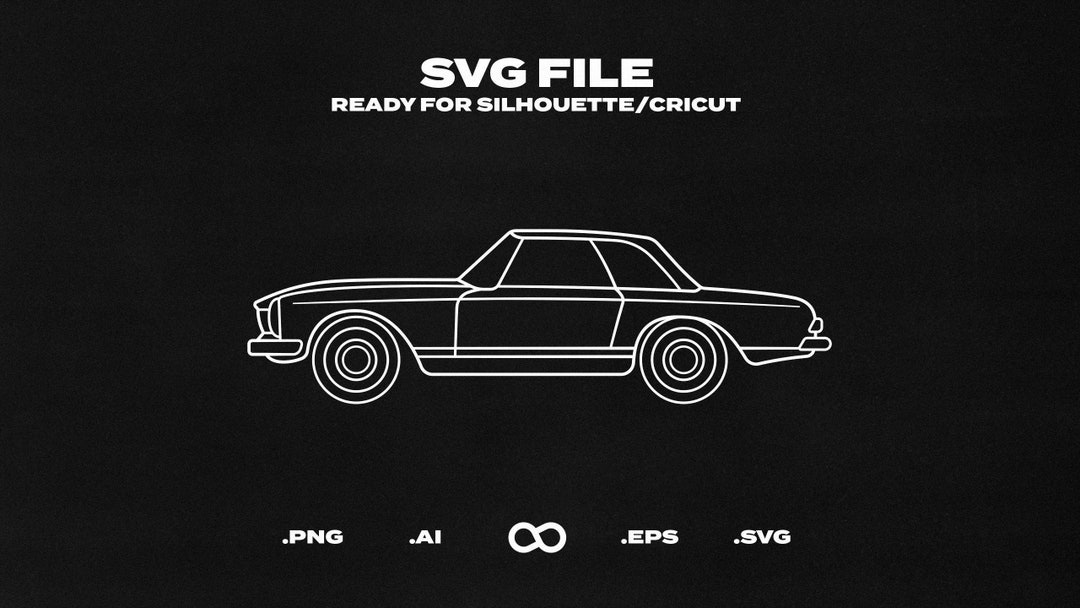 Mercedes Benz 280 SL 1968 Car SVG/EPS Outline - Printable, Cricut ...