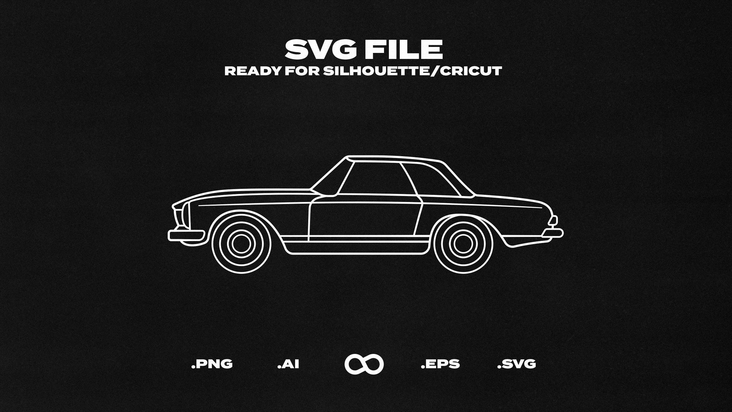 Mercedes Benz 280 SL 1968 Car SVG/EPS Outline - Printable, Cricut ...