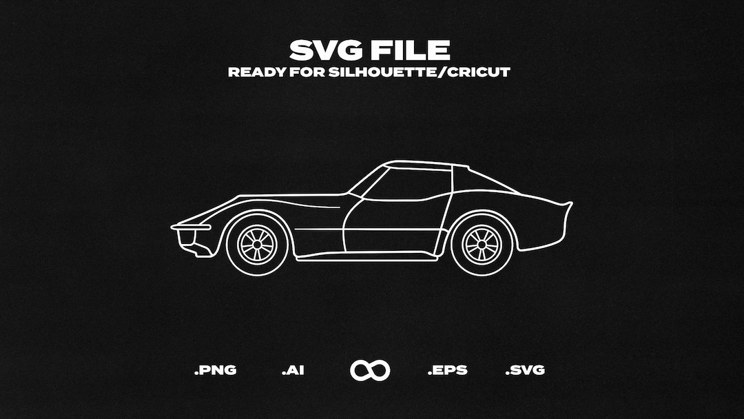 Corvette C3 Stingray 1970 Car SVG/EPS Outline - Printable, Scanncut ...