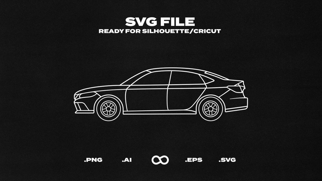 Honda Civic Sedan Car SVG/EPS Vector Outline - Printable, Cricut ...