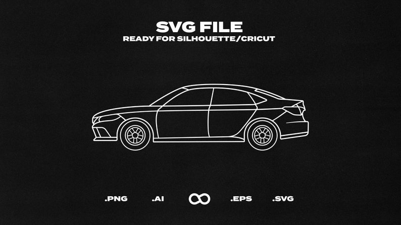 Honda Civic Sedan Car SVG/EPS Vector Outline - Printable, Cricut ...