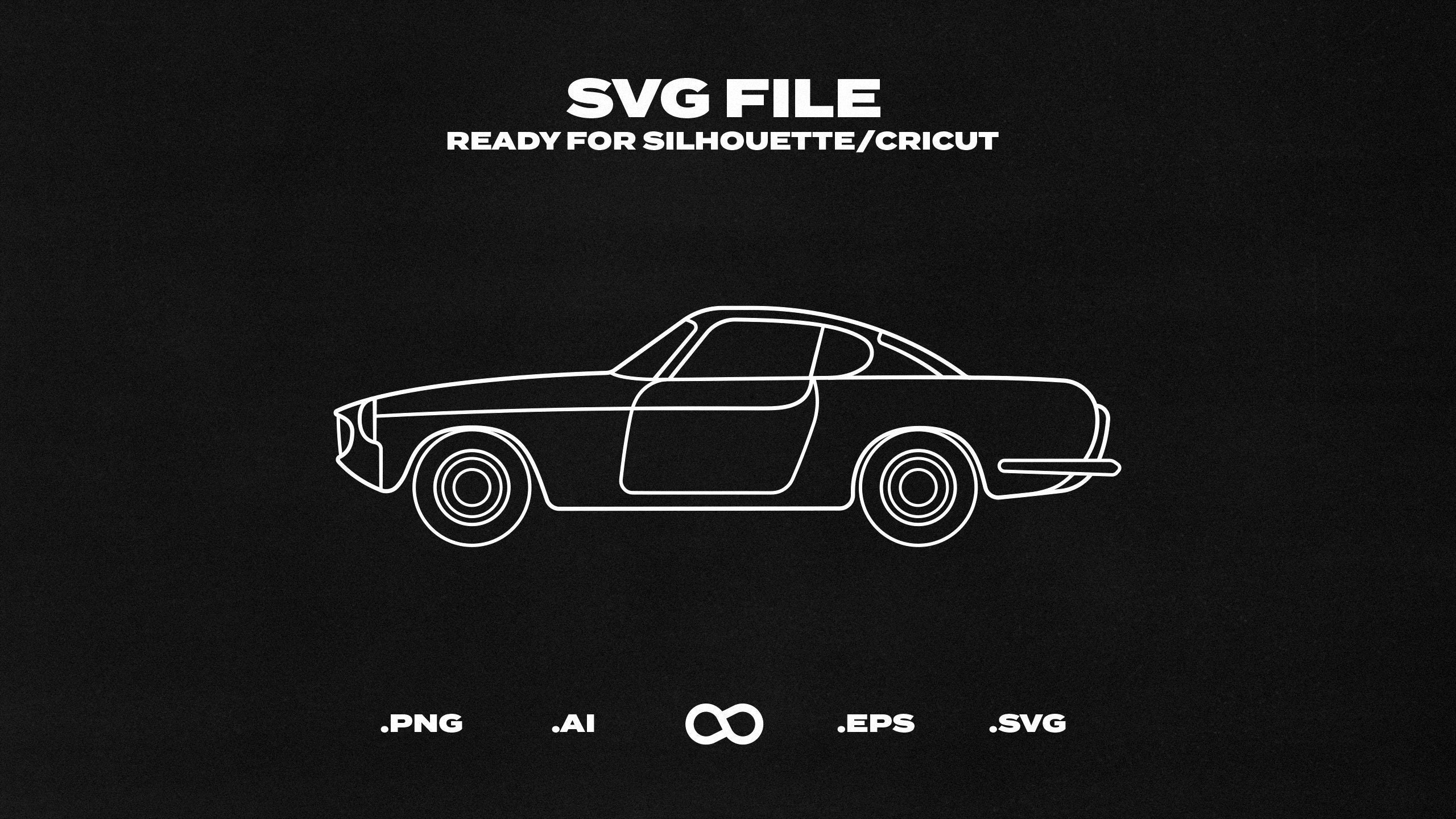 Volvo P1800 1961 Car SVG/EPS Outline - Printable, Cricut & Silhouette ...