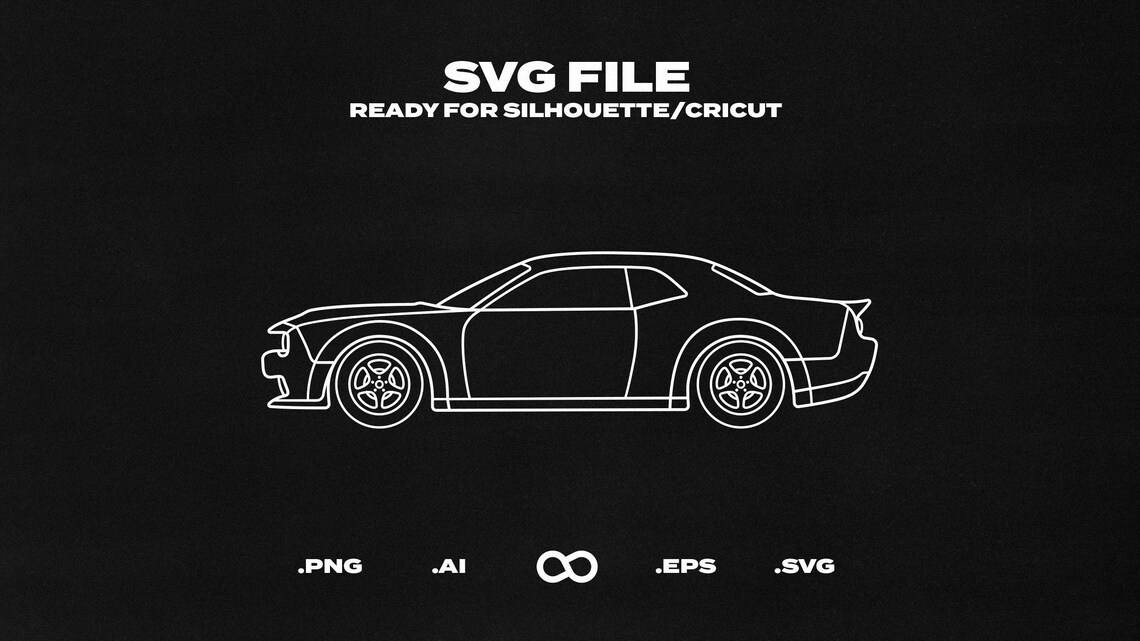 Challenger SRT Car SVG/EPS Outline - Printable, Cricut & Silhouette ...
