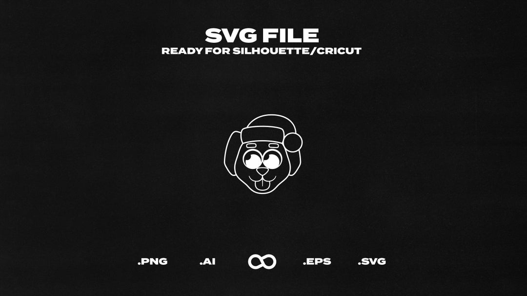 Cute Christmas Puppy Wearing Hat Face, Festive Holiday Animal SVG/EPS ...